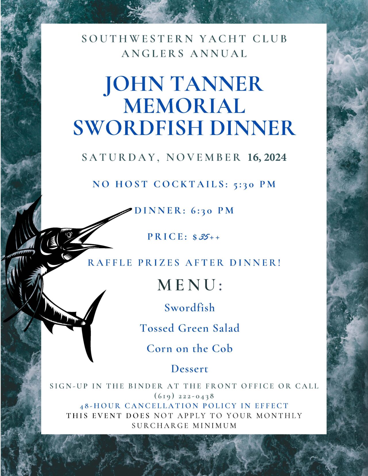 John Tanner Memorial Swordfish Dinner | SWYC Anglers