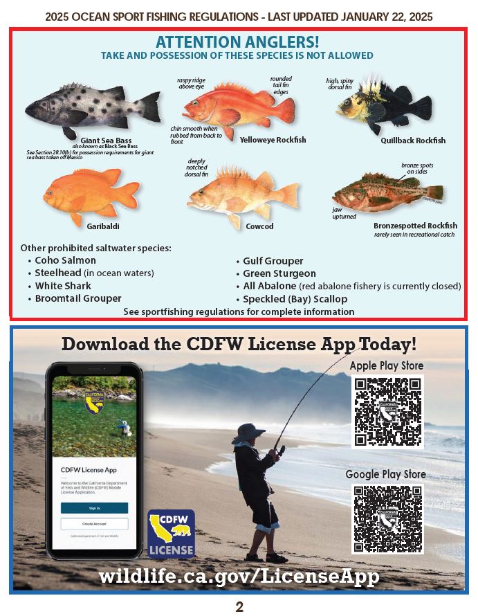2025 CA Sport Fishing Regulations | SWYC Anglers